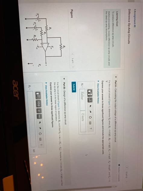Solved Cassignment 6 Difference Op Amp Circuits 6 1201 12