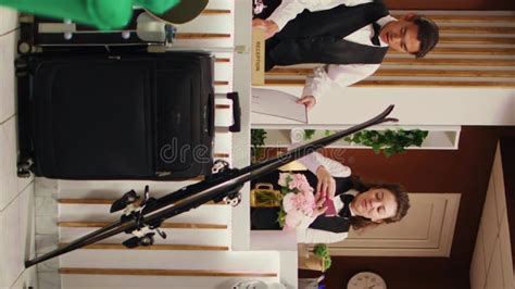 Vertical Video Woman Verifying Passport Identity Stock Footage Video