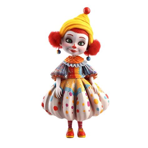 Premium Ai Image Clown Doll Isolated On White Background 3d Render Illustration