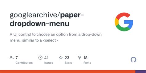 GitHub Googlearchive Paper Dropdown Menu A UI Control To Choose An