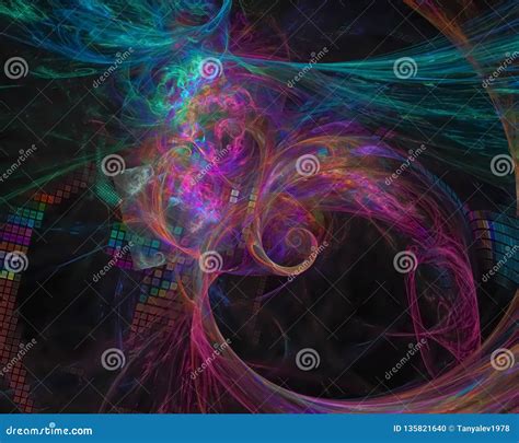 Fractal Digital Abstract Energy Color Card Design Disco Futuristic Stock Illustration
