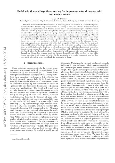 Pdf Model Selection And Hypothesis Testing For Large Scale Network
