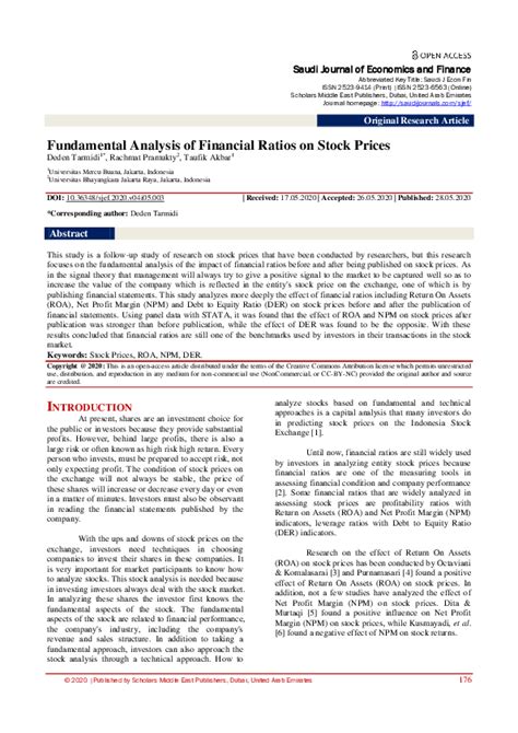 Pdf Fundamental Analysis Of Financial Ratios On Stock Prices