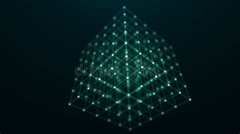 Abstract Sci Fi Cube With Particle And Line Technology Network Connection On World Global