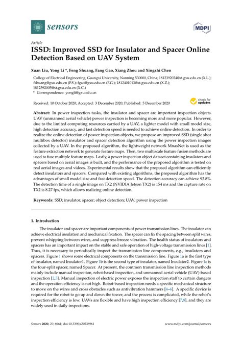 Pdf Issd Improved Ssd For Insulator And Spacer Online Detection Based On Uav System