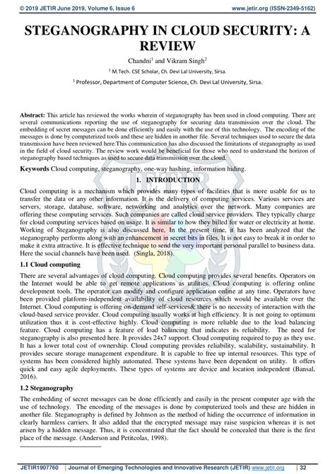 Pdf Steganography In Cloud Security A Review