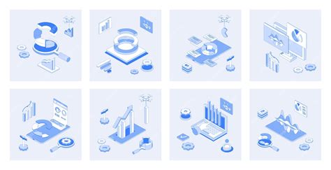Premium Vector Data Analysis 3d Isometric Concept Set With Isometric
