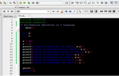 arithmetic operators in c language important