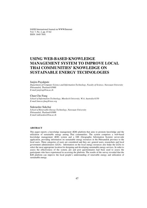 pdf using web based knowledge management system to improve local thai