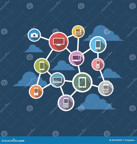 Distributed System Wireless Devices Connectivity Stock Vector