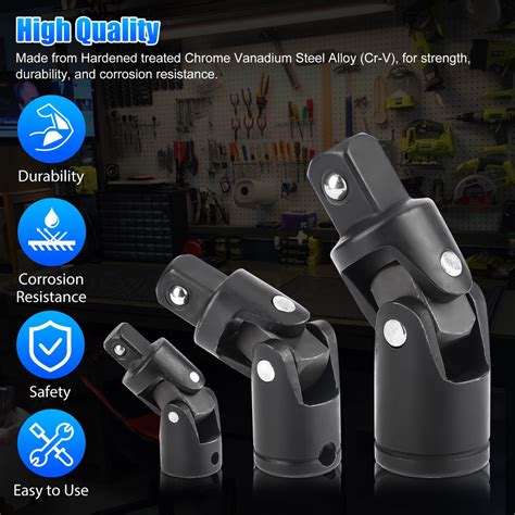 3pcs 14 38 12 Drive Swivel Impact Universal Joint Sockets Adapter