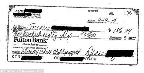 New Jersey Woman Sued By Her Ex For Writing Bum And Loser On Alimony Checks Daily Mail Online