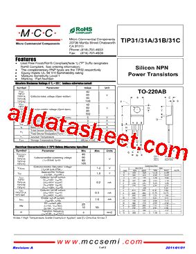 TIP31C Datasheet PDF Micro Commercial Components