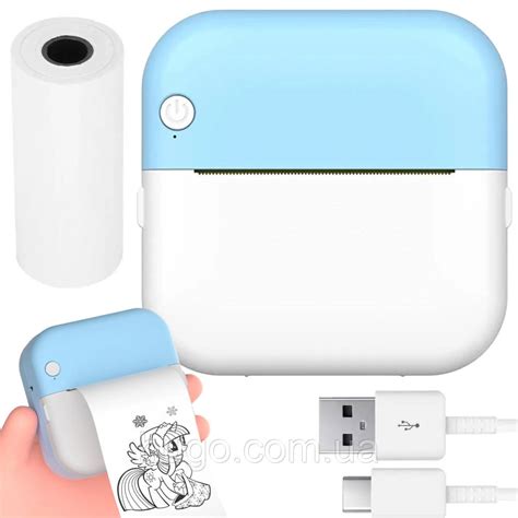 Міні принтер Bluetooth М3 Блакитний Рулон термопаперу Термопринтер Портативний принтер