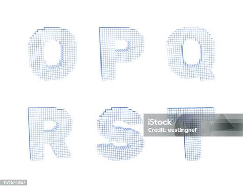 3d Pixelated Capital Letter Setvector Outline Illustration Stock