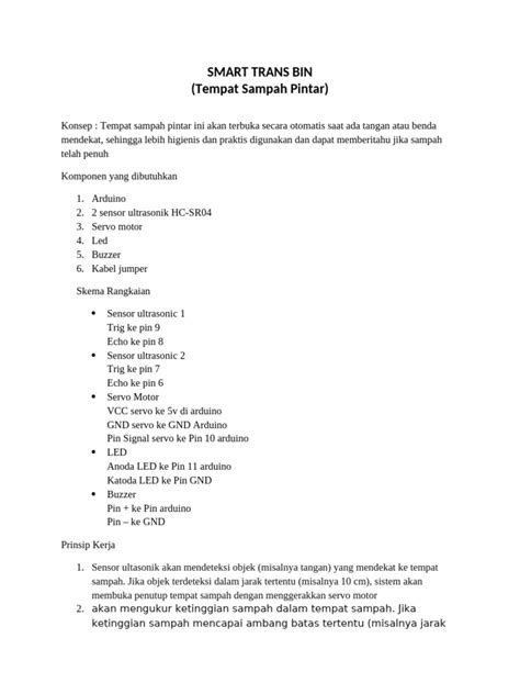 Projec Arduino Smart Trans Bin Ringan Pdf