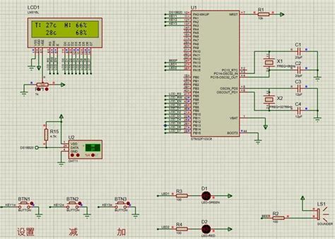 Stm32大棚dht11温湿度监测的proteus仿真基于单片机的温室大棚温湿度测控系统设计的仿真图 Csdn博客