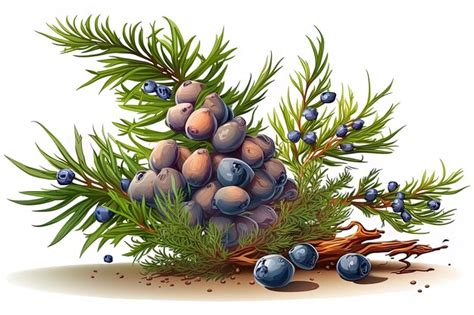 Premium AI Image White Backdrop With Floating Juniper Berries