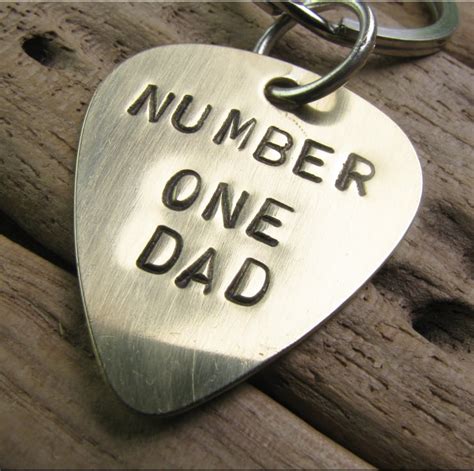 Brass Guitar Pick Plectrum Dad Keyring Cu Folksy