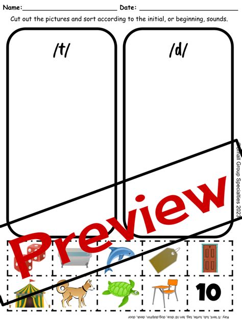 Sound Wall Picture Sorts Consonant Stop Sounds T And D Made By