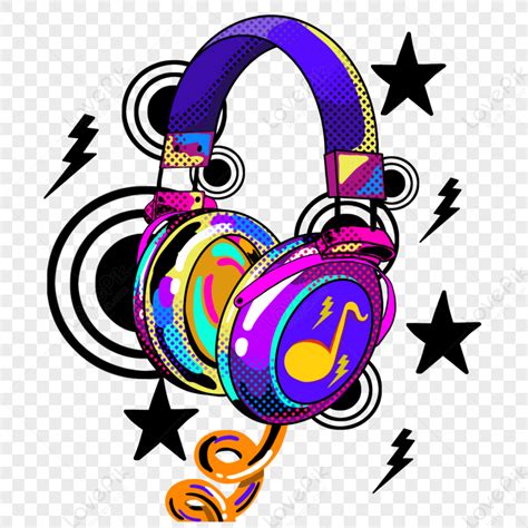 아트 그래피티 스트리트 스타일 헤드폰 일러스트 별 빛그래픽분홍 Png 일러스트 무료 다운로드 Lovepik