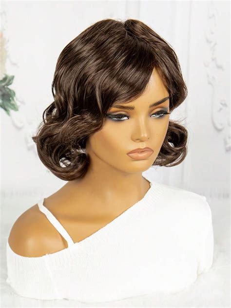 Short Synthetic Fiber Light Brown Curly Wig For Daily Cosplay Wig Cap