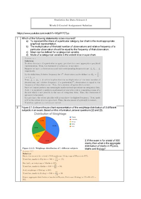 Week 2 Stat Assignment Solution Youtubewatchvxoplprtctyo 1 Which