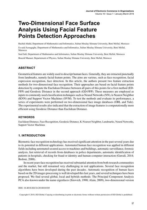 Pdf Two Dimensional Face Surface Analysis Using Facial Feature Points
