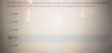 solved consider a 100 ml buffer solution that is 0 20 m in