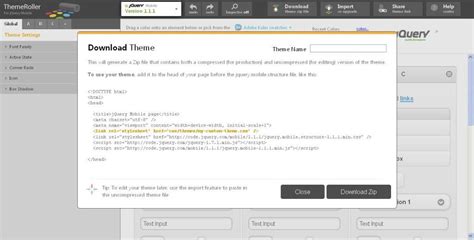 jquery mobile with themeroller