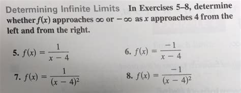 Solved Determining Infinite Limits In Exercises Chegg Com
