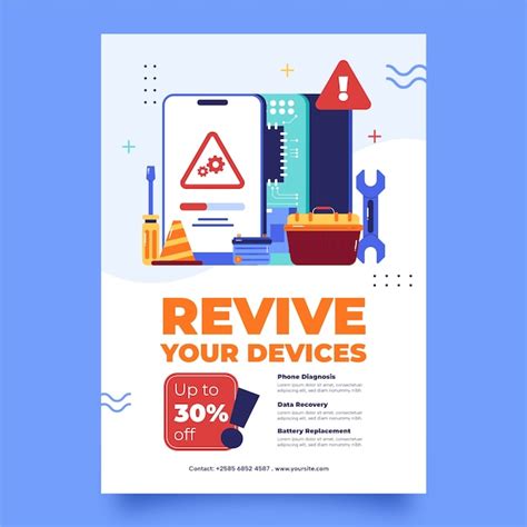 Free Vector Flat Design Tech Repair Poster Template