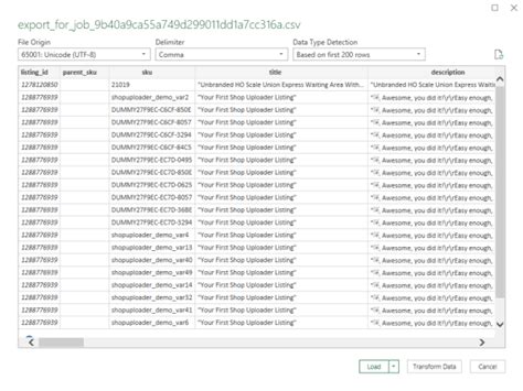 export special characters — shop uploader