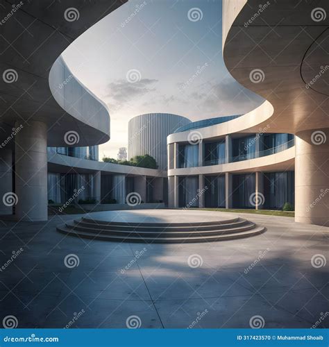 Curved Concrete Elegance Modernist Architecture Spotlight Concept Modernist Architecture