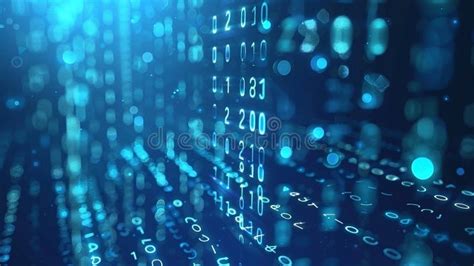 abstract blue binary code background with glowing digits digital
