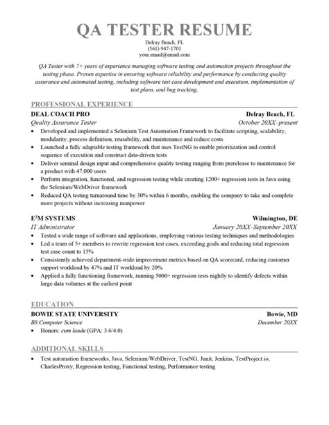 3 Qa Tester Resume Examples And Writing Guide For 2026