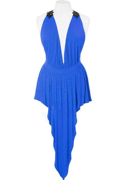 Plus Size Sexy Red Carpet Gathered Blue Dress Plussizefix