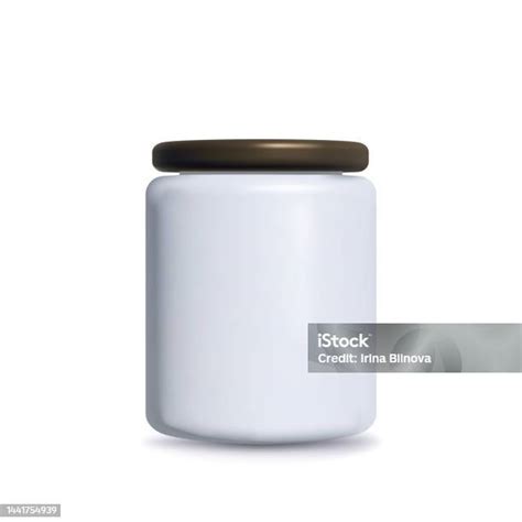 세라믹 백색 콘테이너 뚜껑 차 또는 커피 설탕 또는 시리얼 향신료 또는 분말 브랜딩 패키지 벡터 템플릿이 있는 건조 제품에 대한 원통형 상자 포장 0명에 대한 스톡 벡터