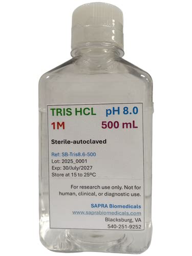 Tris Hcl 1m Ph 8 0 25 ºc 500ml Sapra Biomedicals