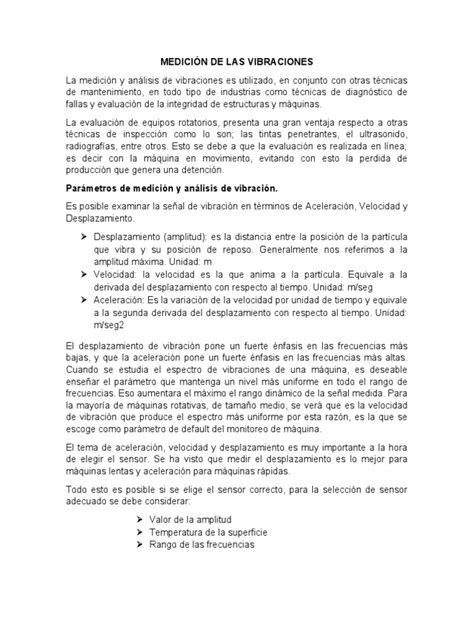Medición De Las Vibraciones Pdf Medición Sensor