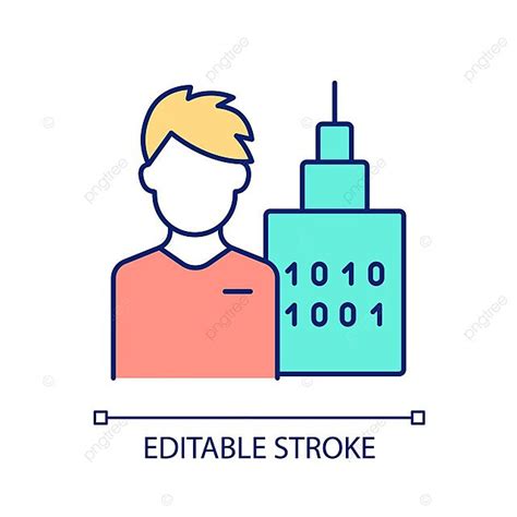 professional database engineer rgb color icon coding line art vector