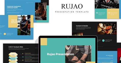Rujao Шаблон Keynote для тренажерного зала Шаблоны презентаций Включая гимнастический зал и