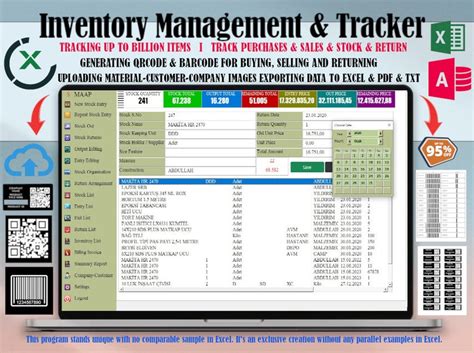 Excel Inventory Management QR Barcode Generator Sales Tracking Invoice Management Ad Free