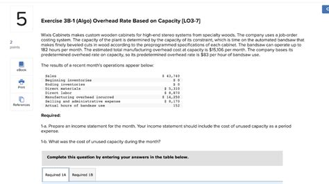 Solved Exercise B Algo Overhead Rate Based On Capacity Chegg