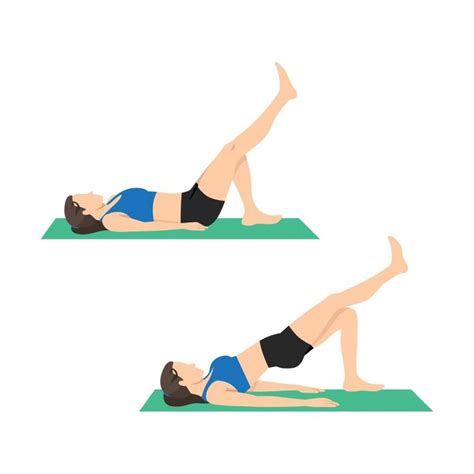Woman Doing Single Leg Glute Bridge Exercise Flat Vector Illustration