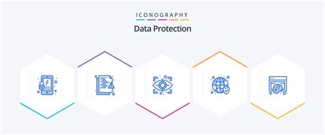 data protection 25 blue icon pack including data compliance eye