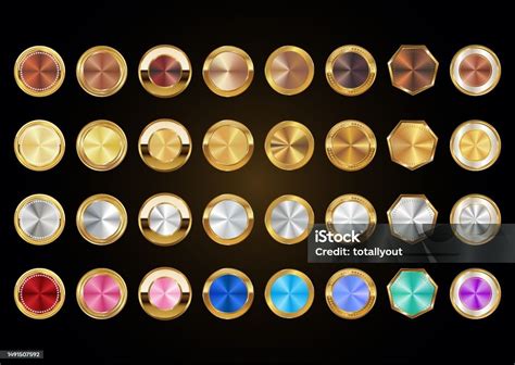 금 은 청동 및 디자인 벡터 일러스트레이션을 위한 여러 가지 빛깔의 그라디언트 모음 0명에 대한 스톡 벡터 아트 및 기타 이미지 0명 3위 강철 Istock