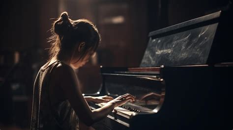 Premium Photo Woman Playing The Piano Music Concept Generative Ai