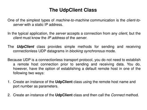 Ppt Udp Client Server Network Communications With Socket Class