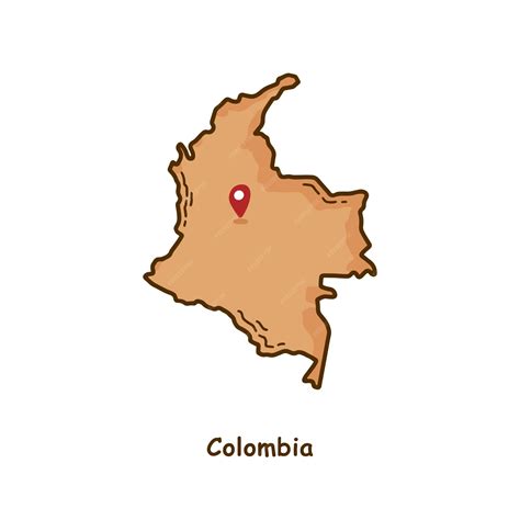 Mapa Dibujado A Mano De Colombia Con Diseño De Dibujos Animados De